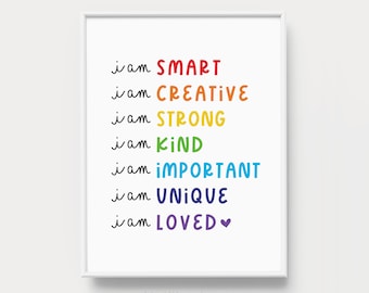 Kids Affirmations Digital Print, I AM LOVED, Affirmations for Kids ...
