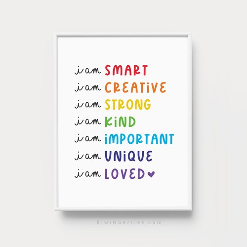 Affirmations Print Kids Affirmations Print I Am Smart Loved - Etsy