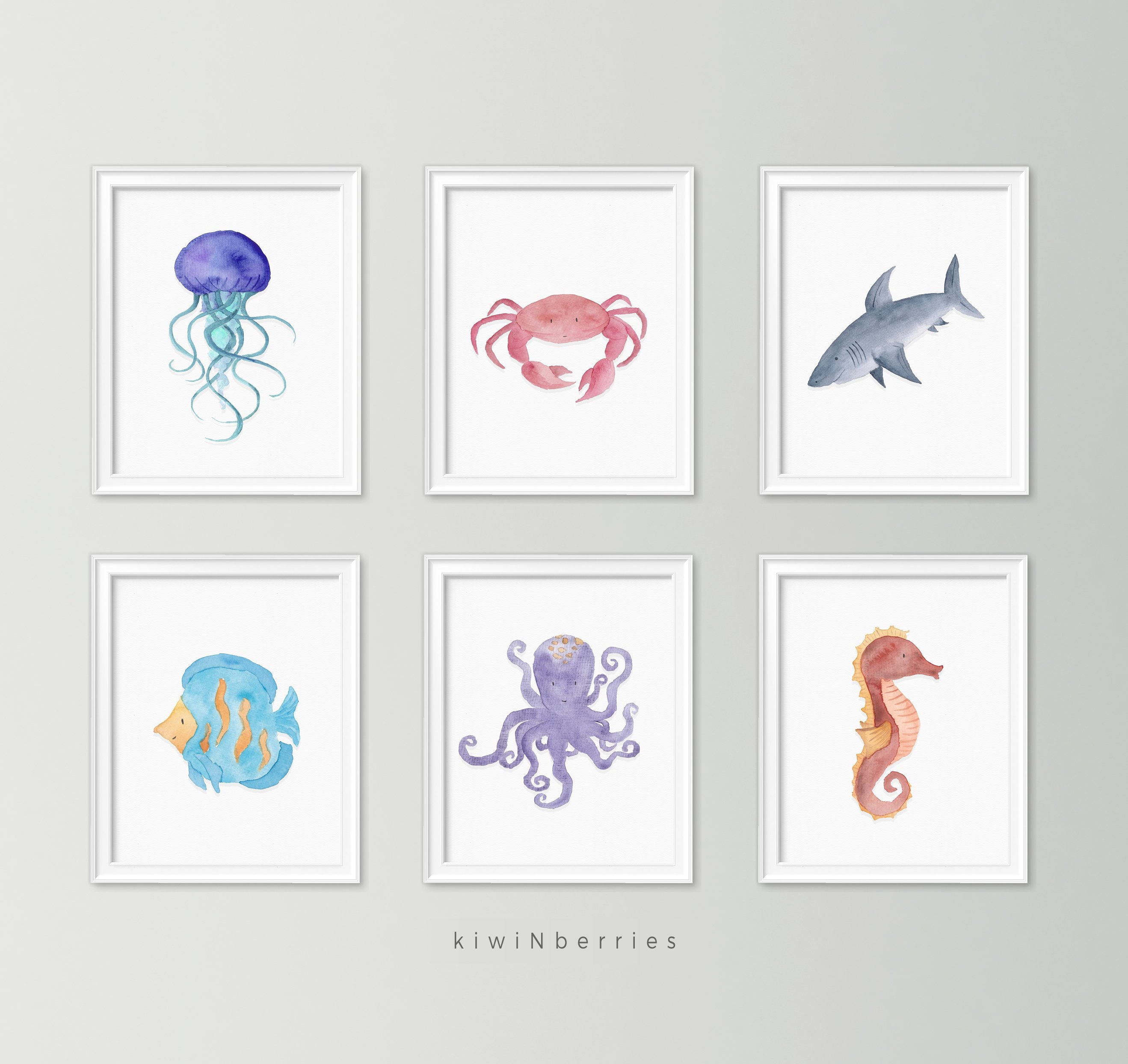 Set of 6 Sea Watercolor Collection Sea Themed Nursery - Etsy