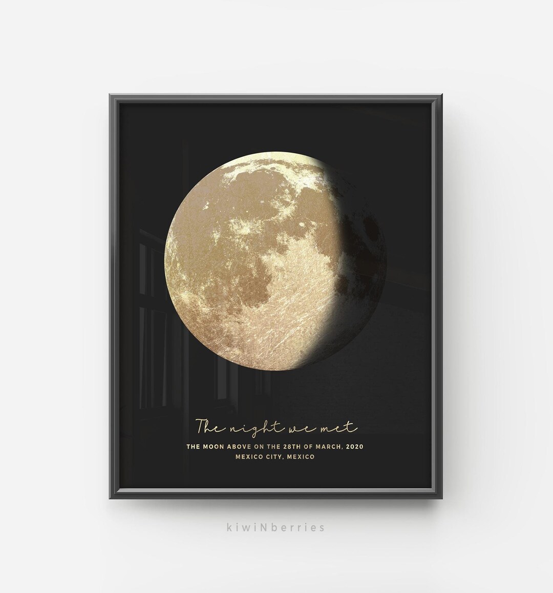 Gold Moon Phase Poster, Custom Moon Wall Art, Personalized Moon With ...
