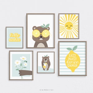 Happy Sun Print, Printable Nursery Art, Yellow Art Prints, Children ...