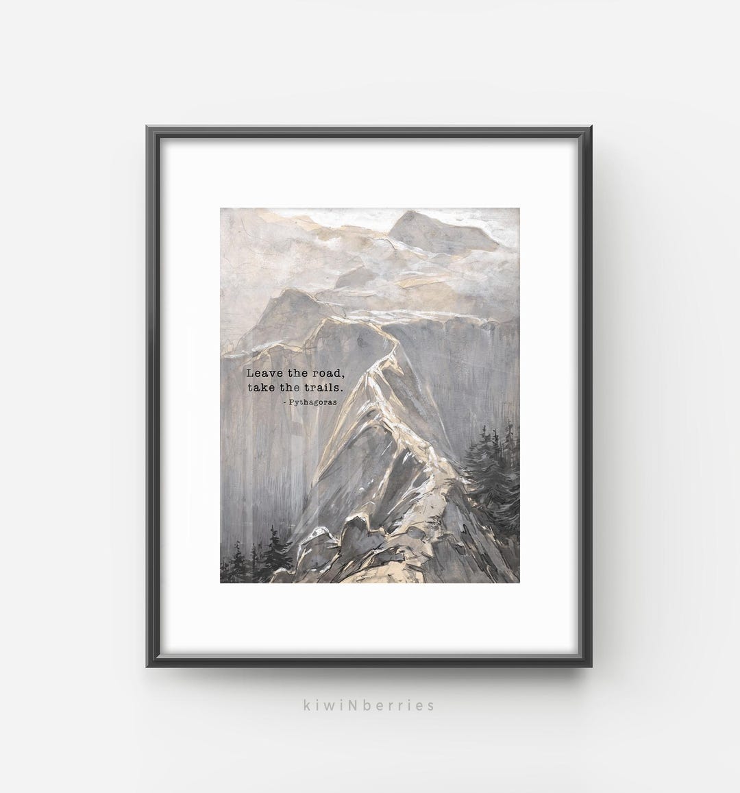 Minimalist Mountain Quote Print, Nature Wall Art, Adventure Hiking ...