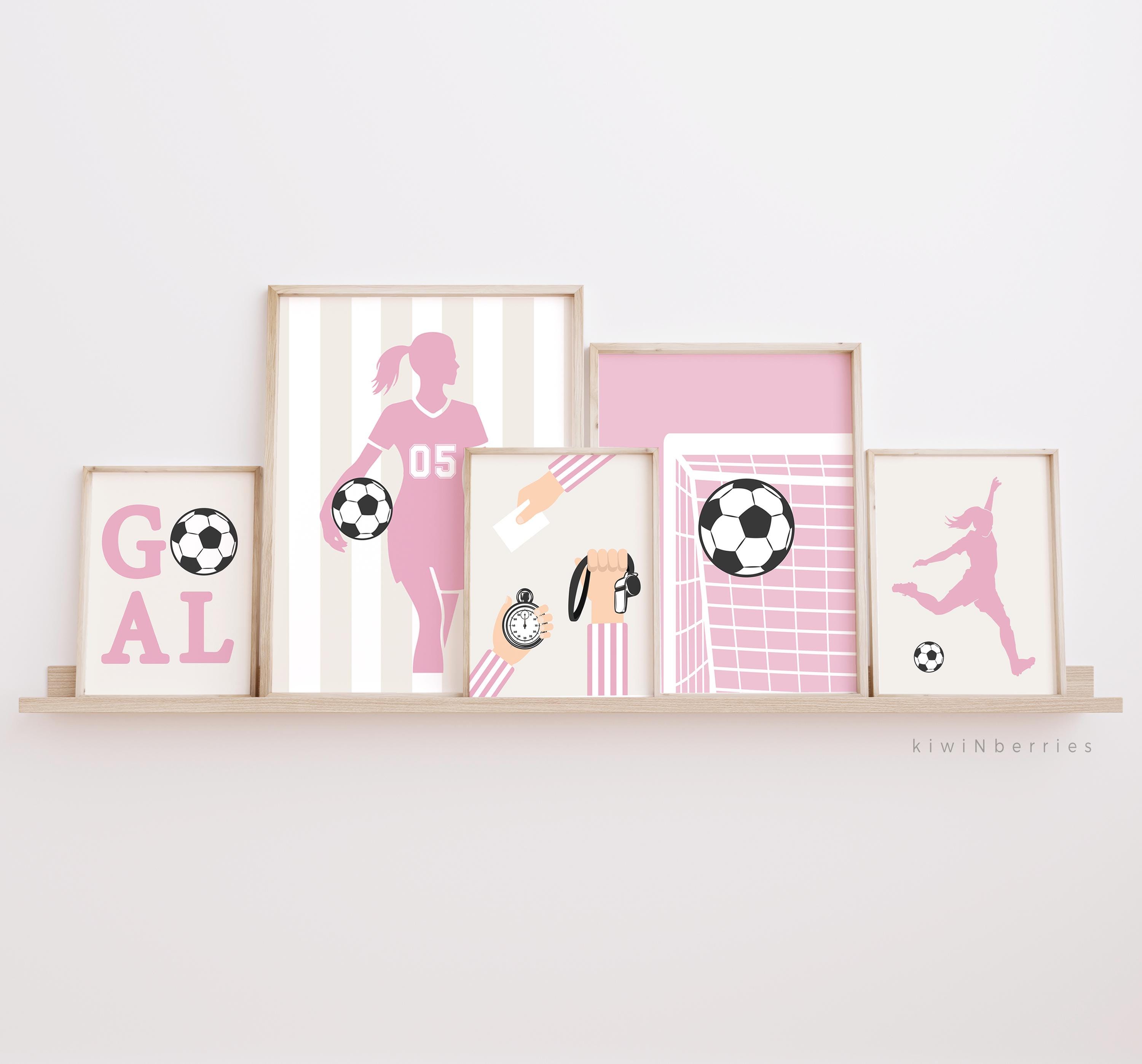 Pastel Pink Goal Print, Football Soccer Wall Art, Girls Room Decor ...