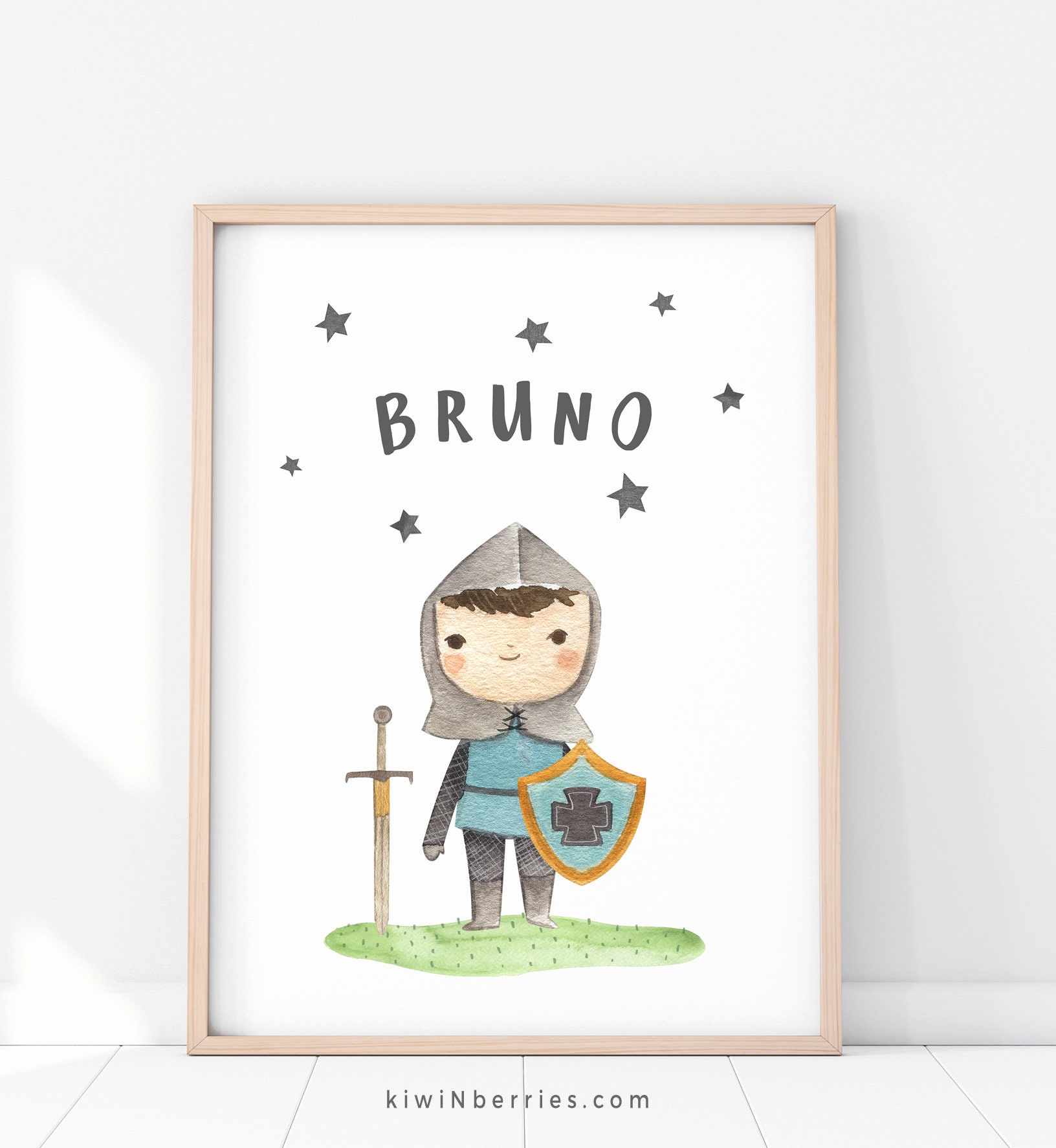 Knight Name Print Custom Boys Room Decor Personalized Boy - Etsy