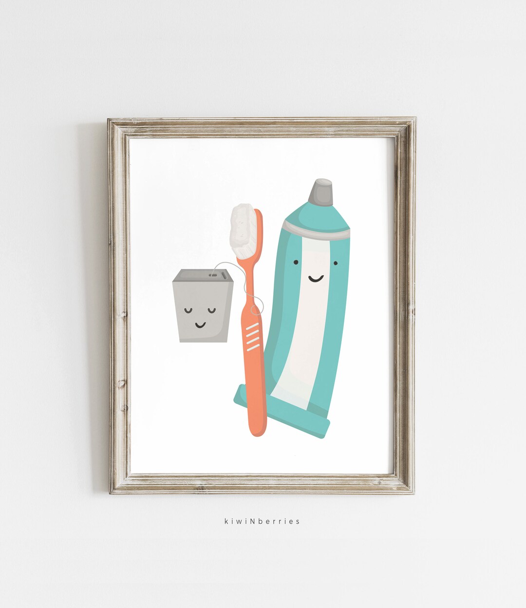 Oral Hygiene for Kids, Brush and Floss Print, Orange and Mint, Dentist ...