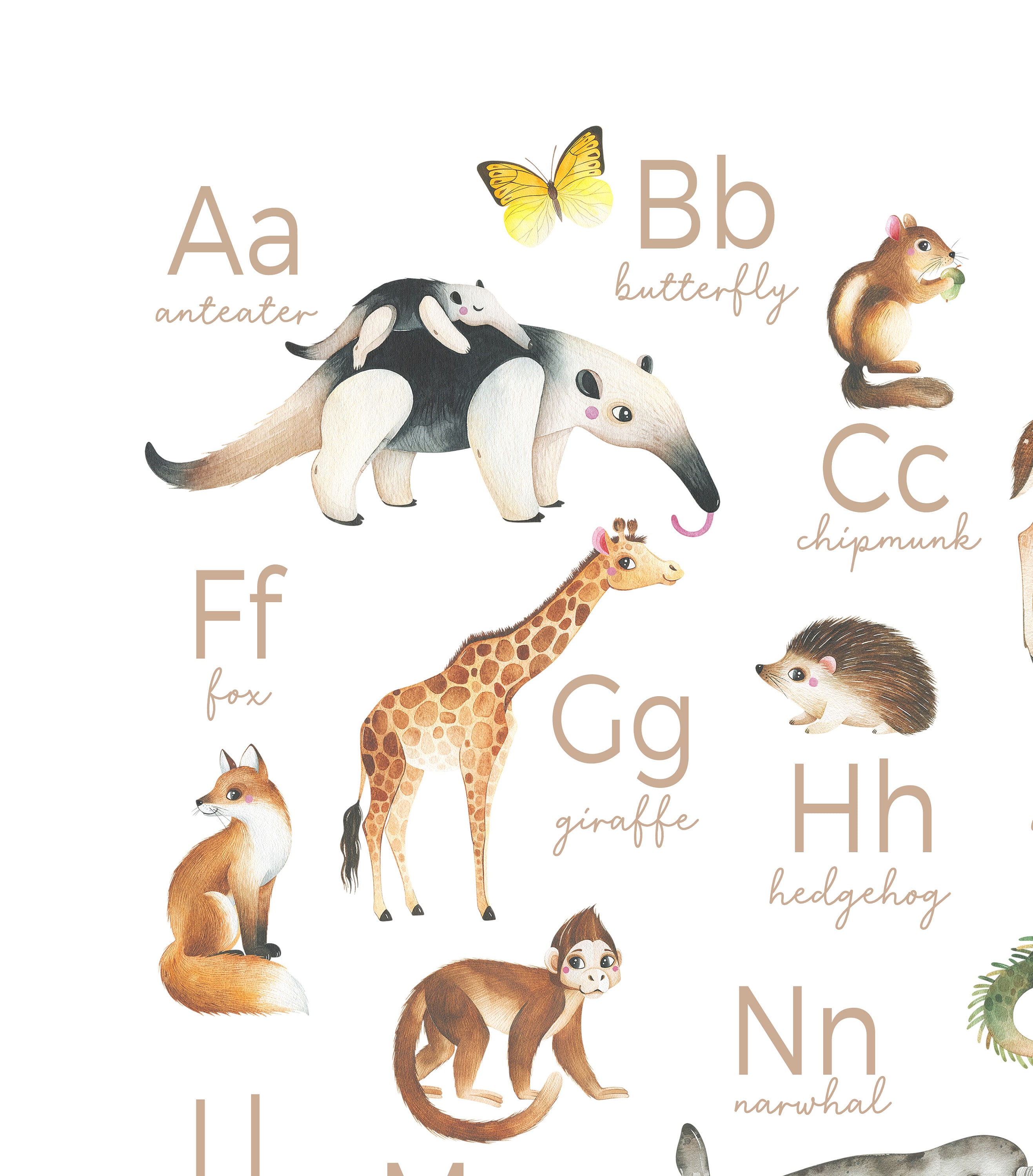 Animal Alphabet Print PRINTABLE Wall Art ABC Poster - Etsy