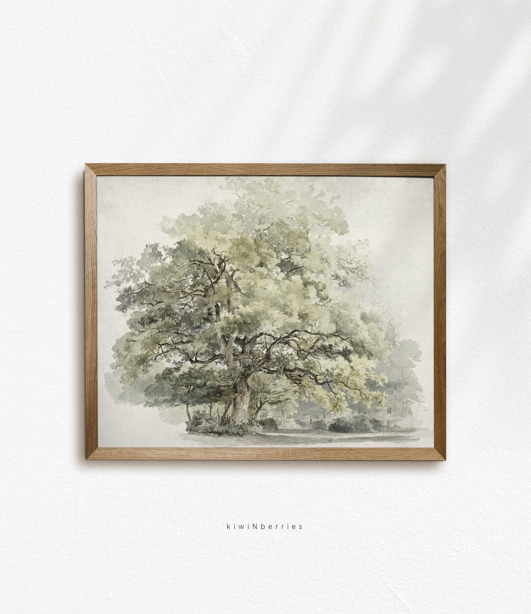 Old Tree Print, Vintage Painting, Rustic Country Print, Country Poster ...