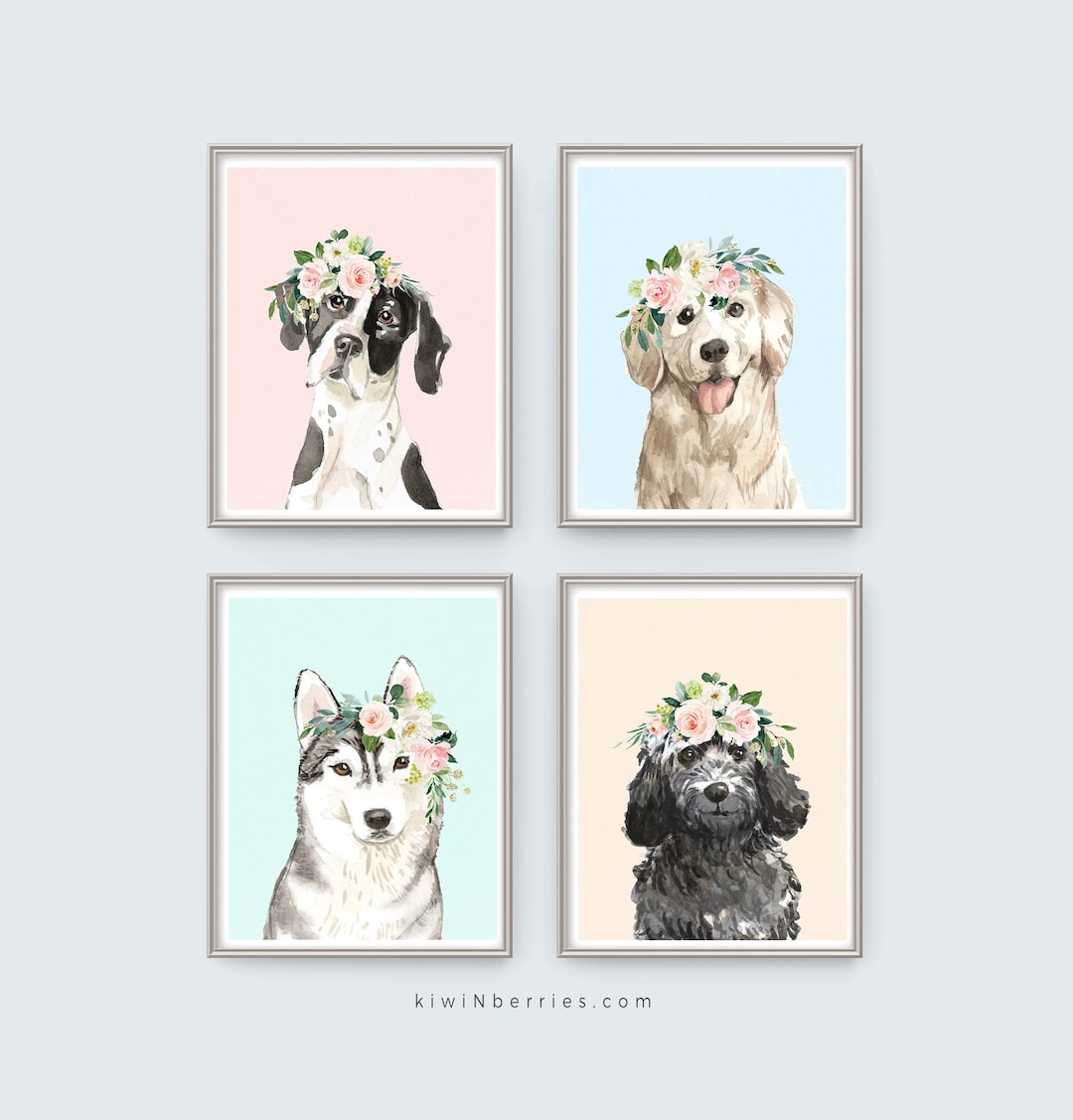 Girl's Nursery Printable Art, Digital Puppy Wall Art, Baby Girl Room ...