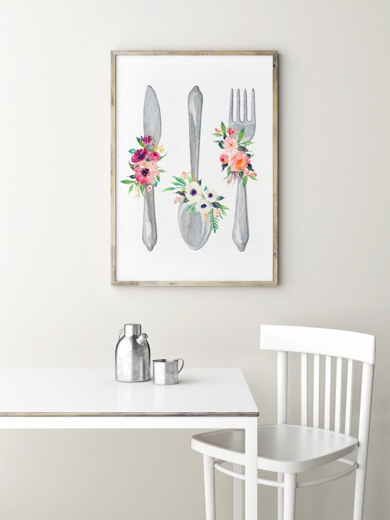 Kitchen Silverware Print Spoon Fork and Knife Kitchen - Etsy