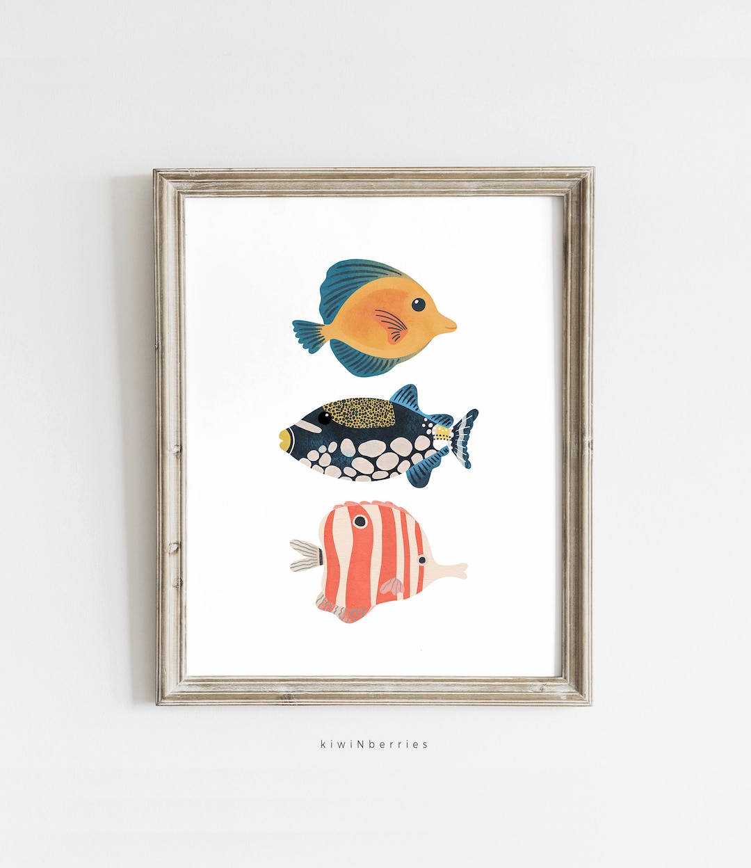 Colorful Fish Print, Watercolor Drawing, Kids Coastal Art, Ocean Fish ...
