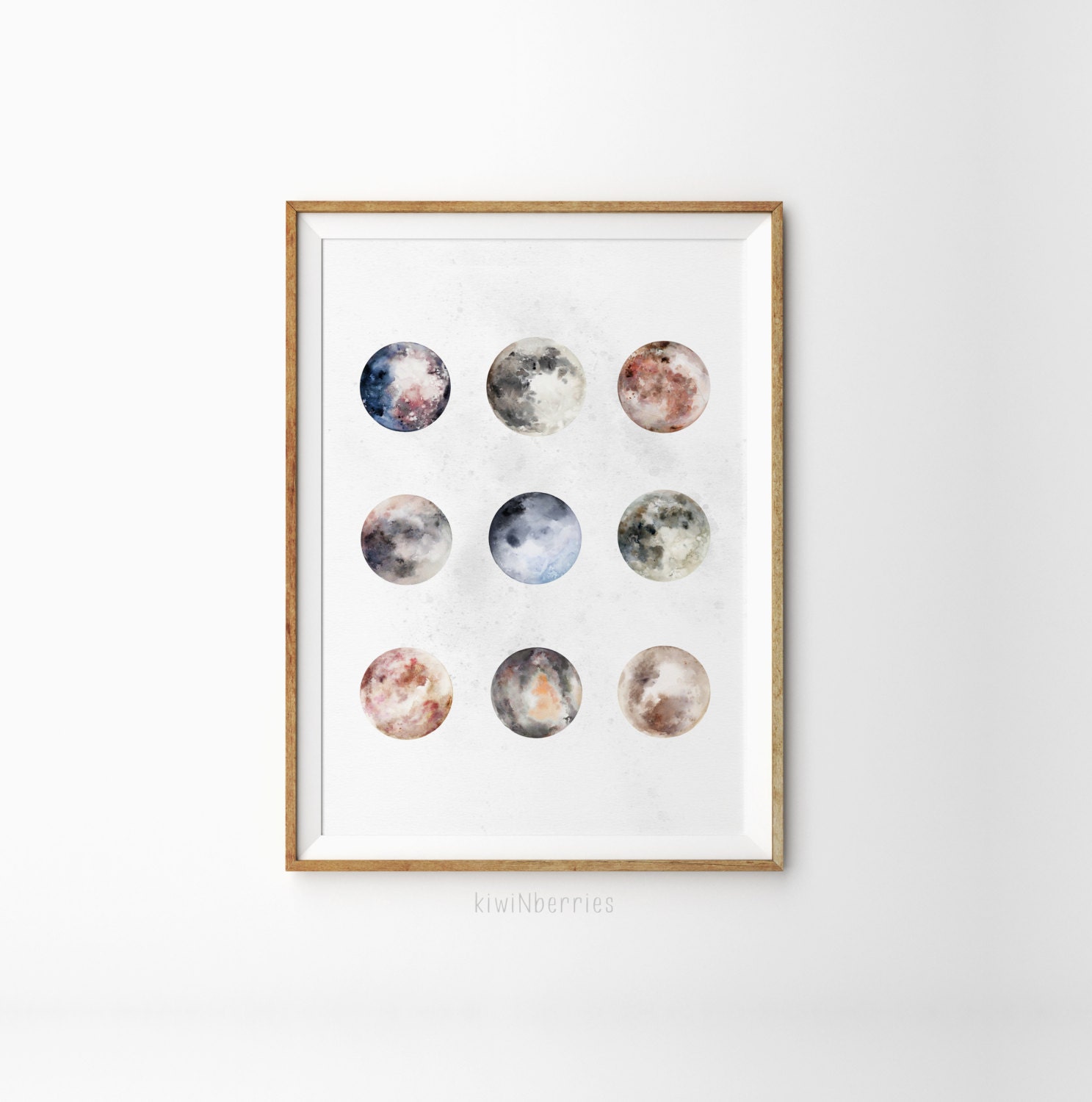 Moon Print 9 Moon Prints Different Moons Artwork - Etsy