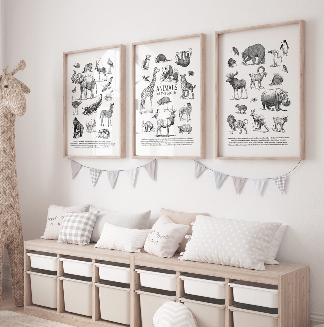 Animals of the World Poster, Animal Chart Print, Education Learning ...