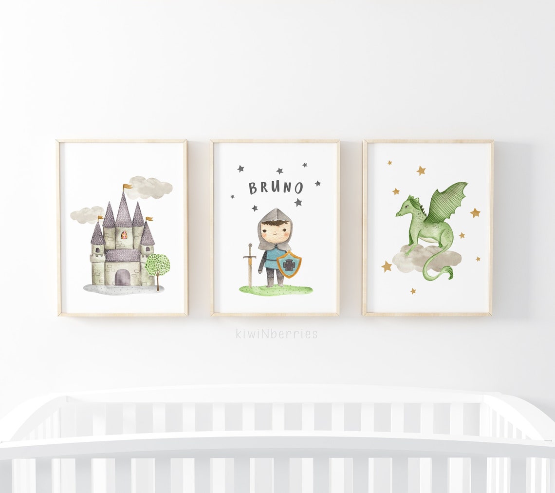Knight Name Print Custom Boys Room Decor Personalized Boy | Etsy
