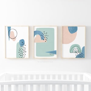 Abstract Art for Kids, Printable Wall Art, Abstract Painting, Blue Mint ...