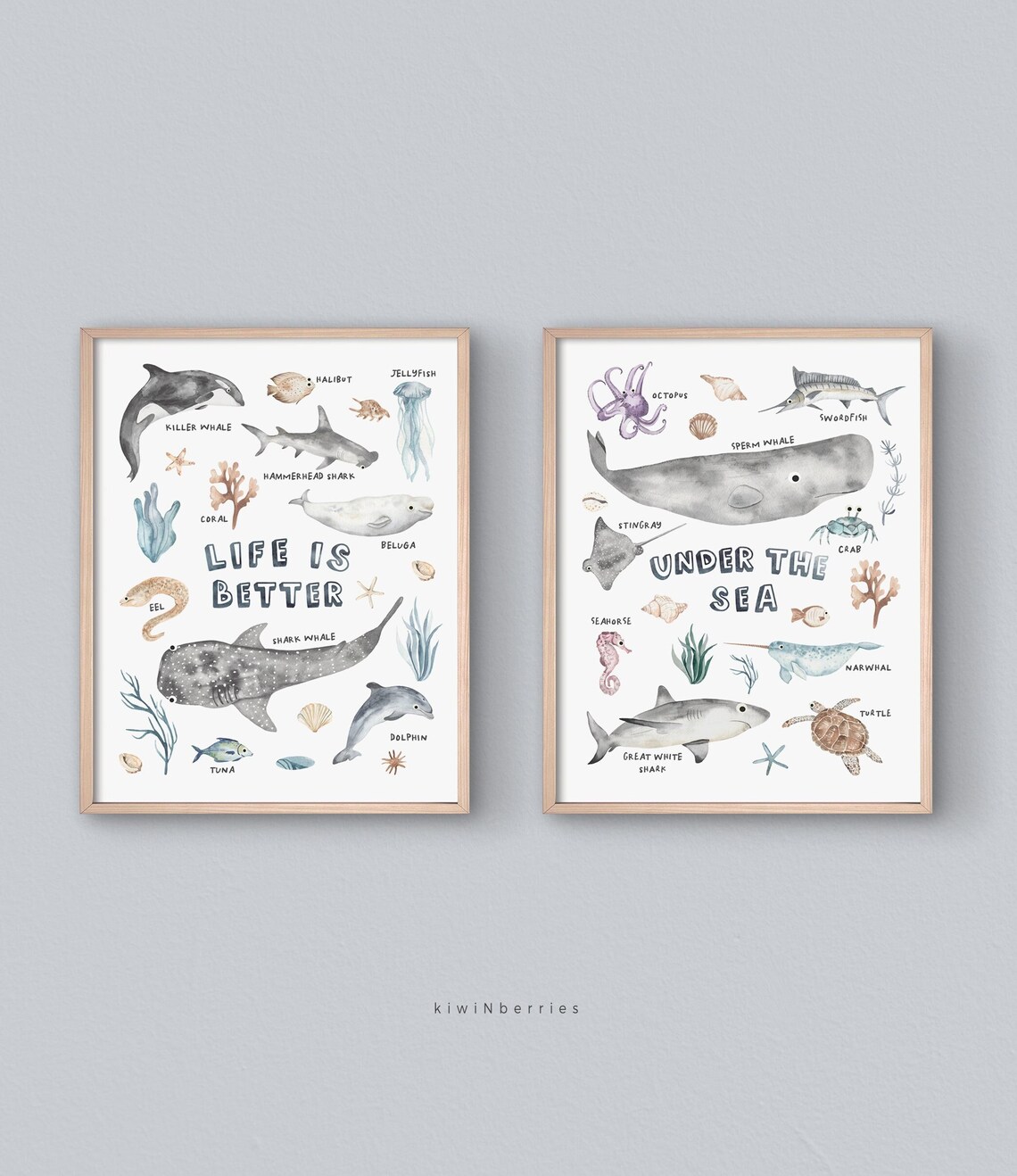 Under the Sea Prints Set of 2 Sea Charts Ocean Posters Sea - Etsy