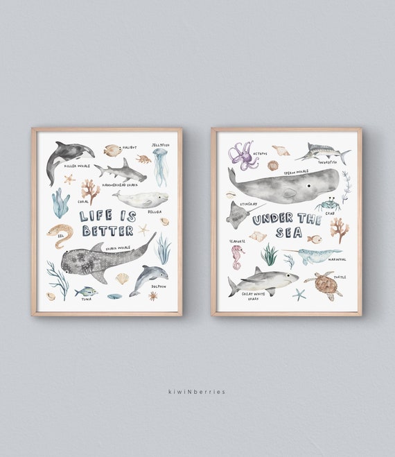 Under the Sea Prints Set of 2 Sea Charts Ocean Posters Sea - Etsy