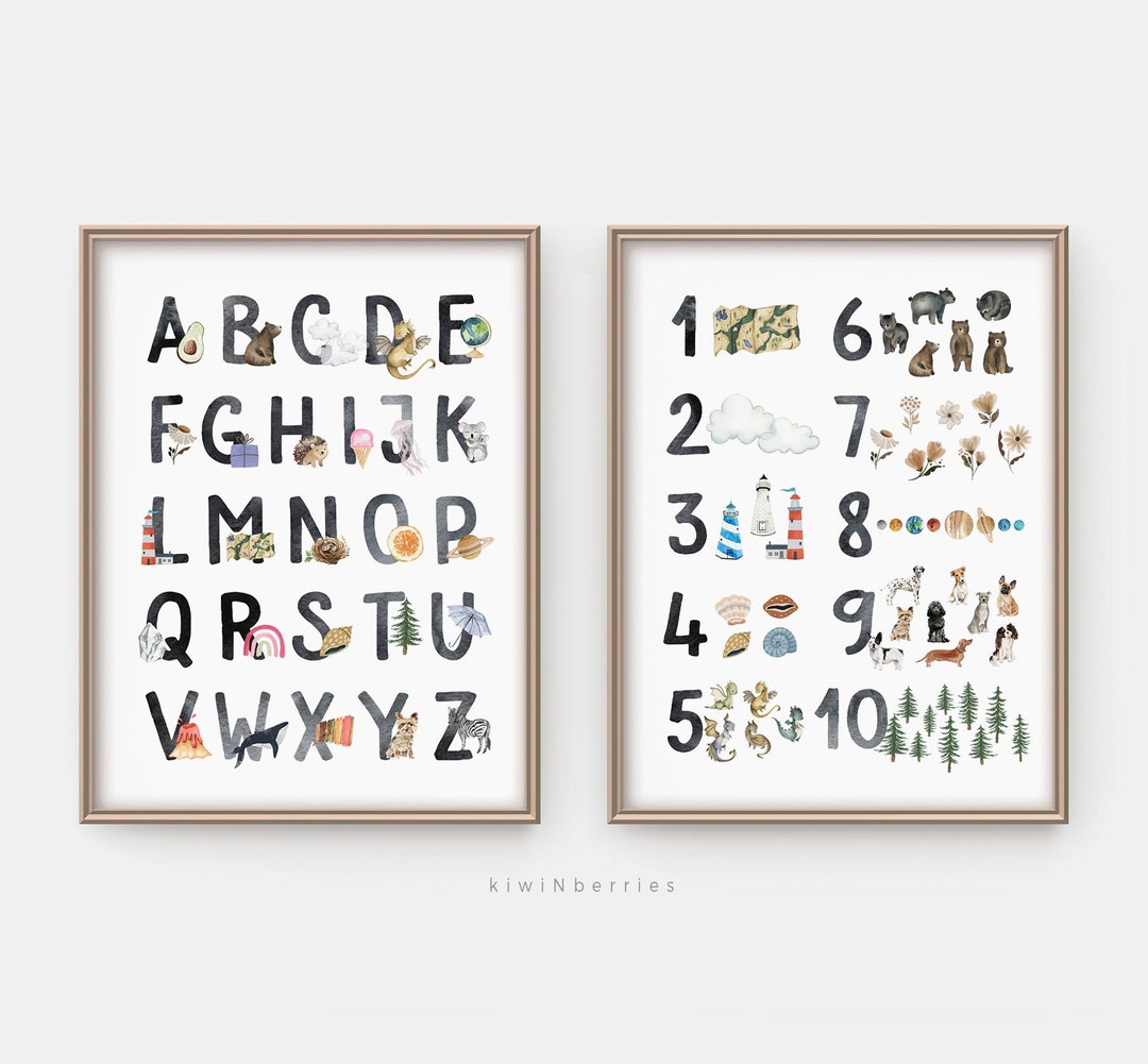 ABC Poster, Watercolour Alphabet, Playroom Decor, Nursery Wall Art ...