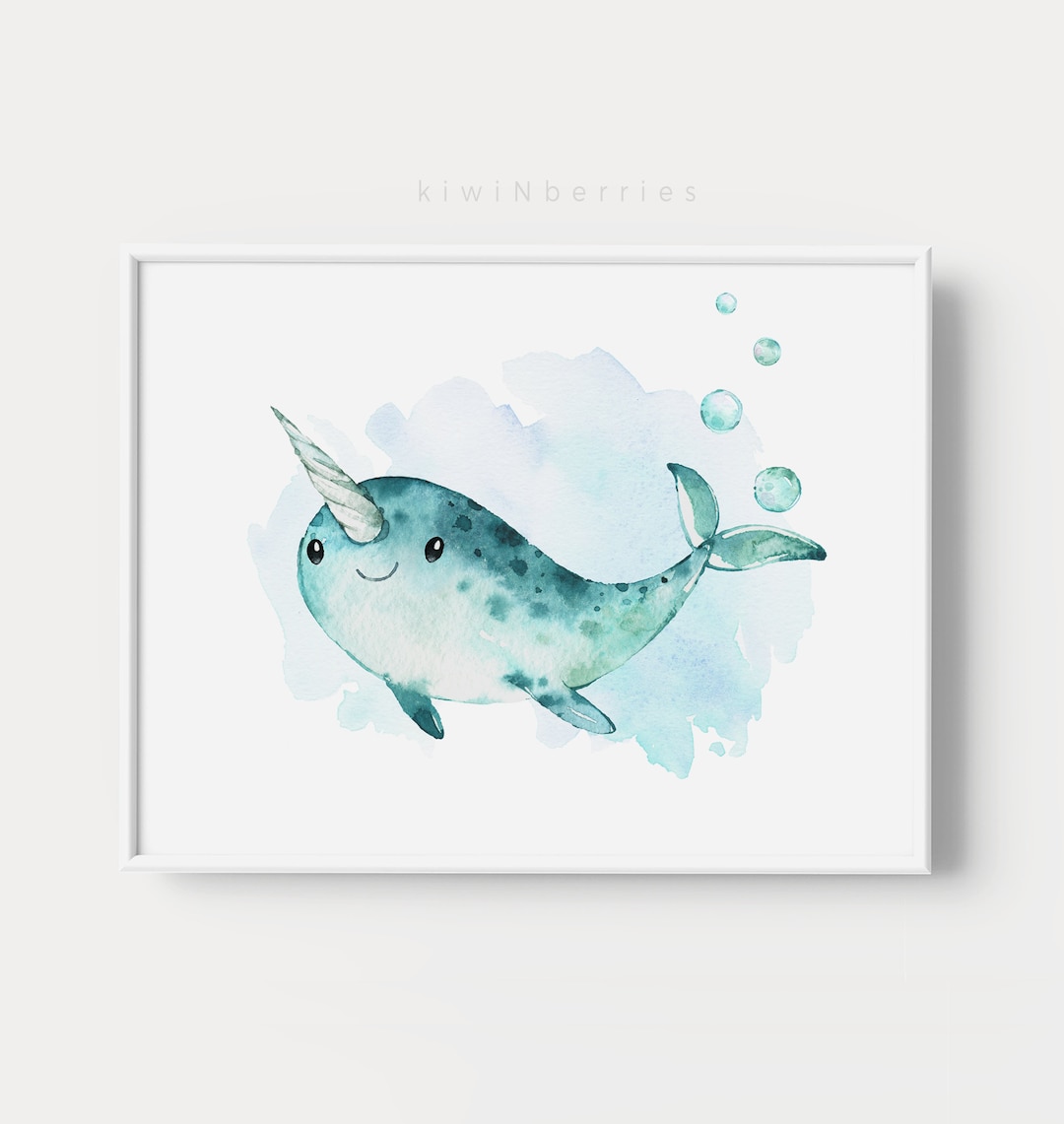 Narwhal Print, Ocean Themed Nursery, Nautical Sea Nursery, Kids Room ...