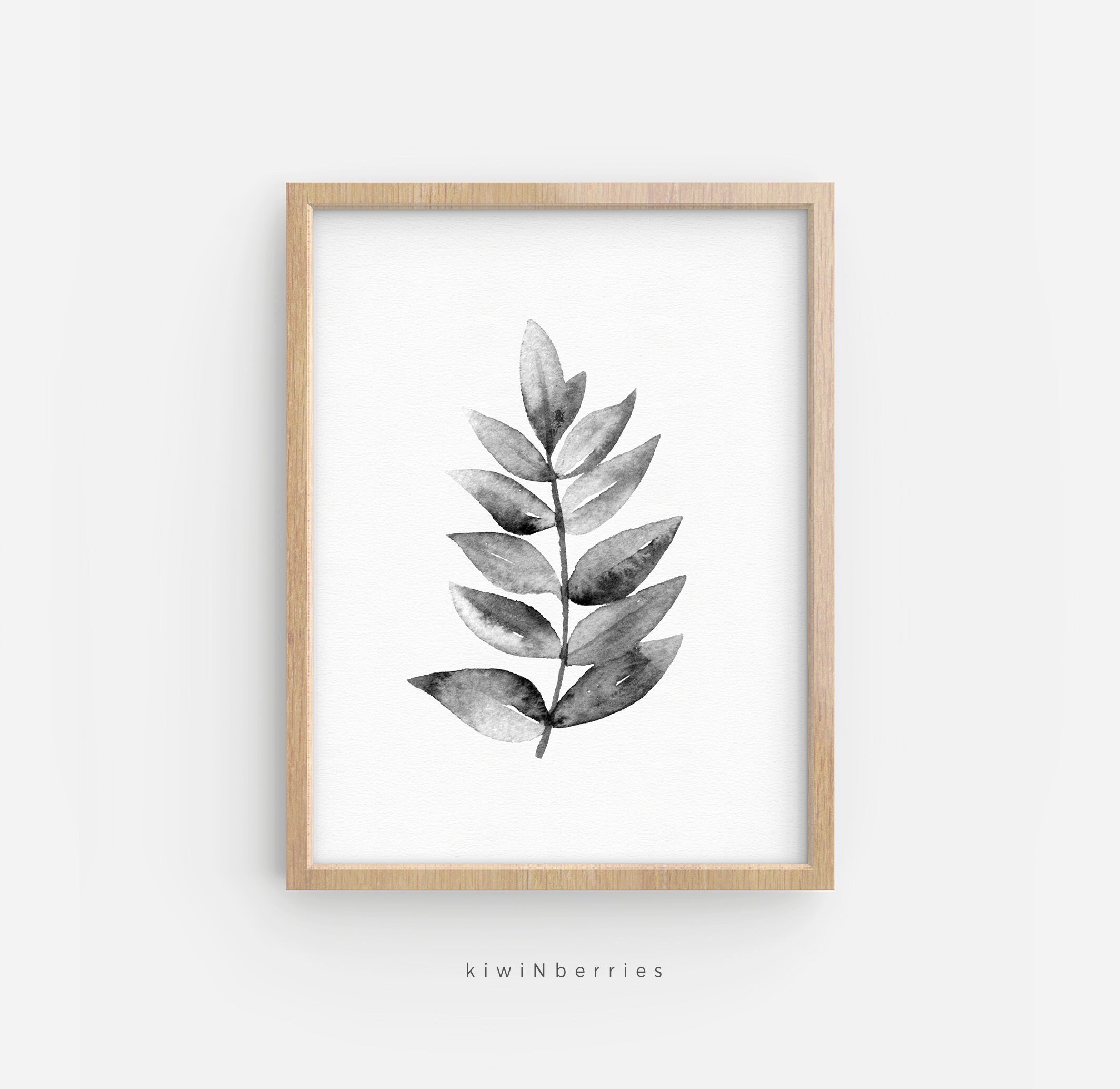 Leaf Art Set Watercolor Leaves Wall Art Black and White - Etsy