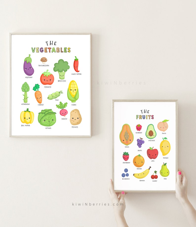 Fun Posters for Kids Playroom Printable Art Vegetables and - Etsy