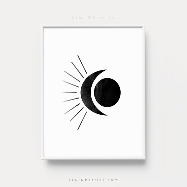 Simple Sun and Moon Art - Etsy