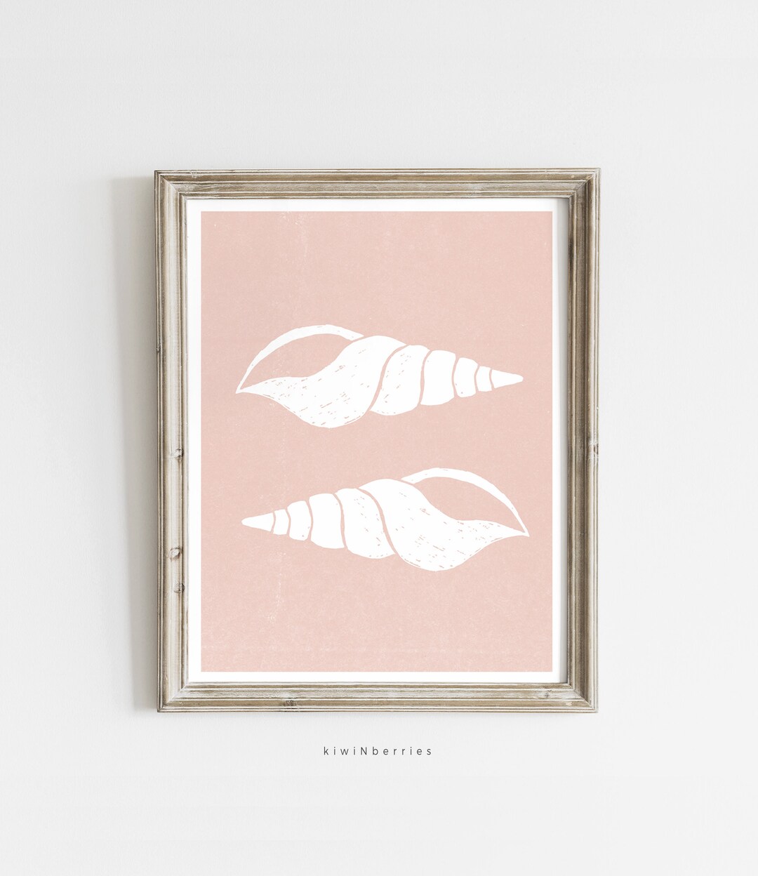 Seashell Print, Printable Sea Shell Wall Art, Pink Blush, Tropical ...