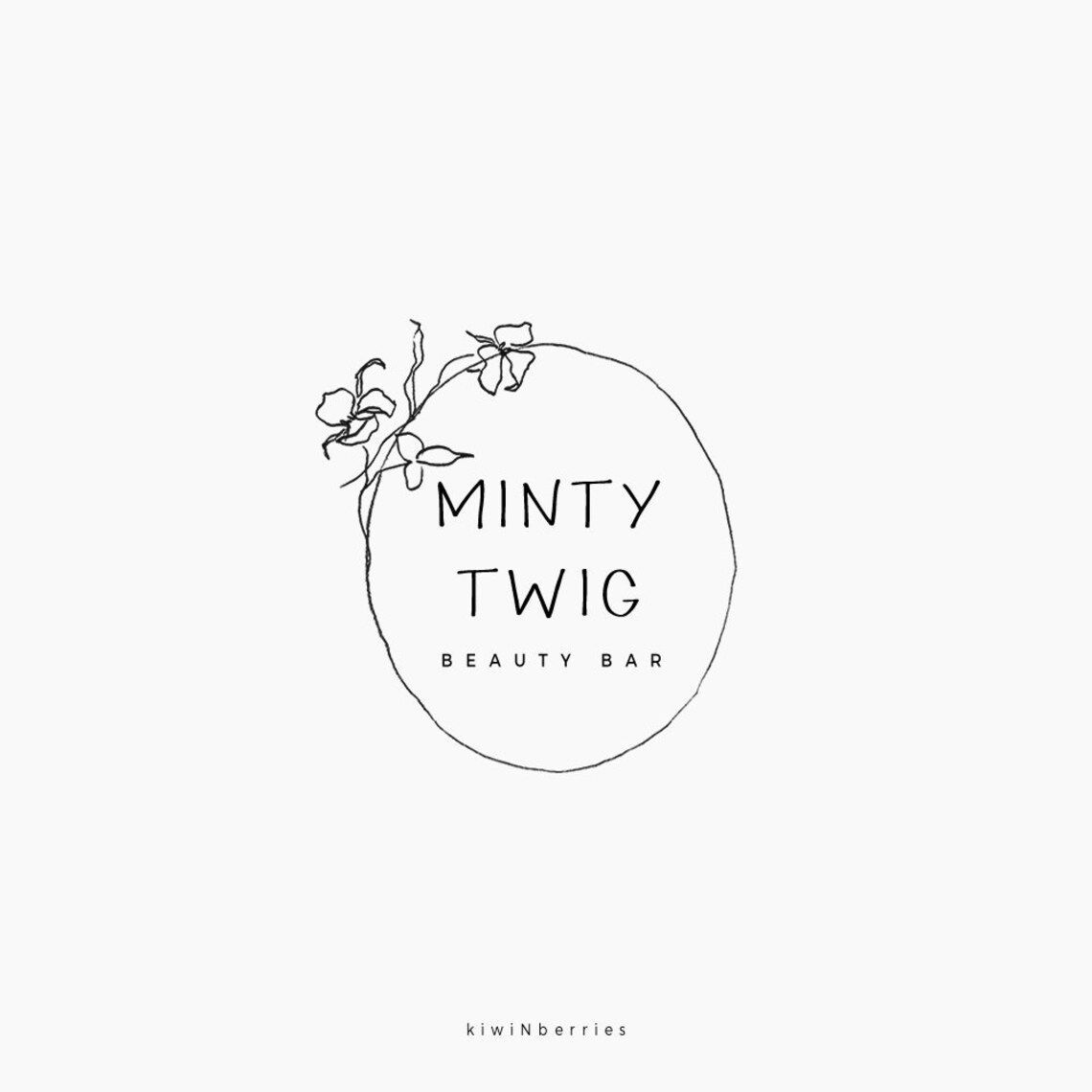 Premade Logo Design Minimalist Line Logo Outline Floral | Etsy