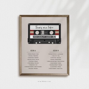 Custom Mix Tape Poster Print - Personalised Music Playlist, Retro ...