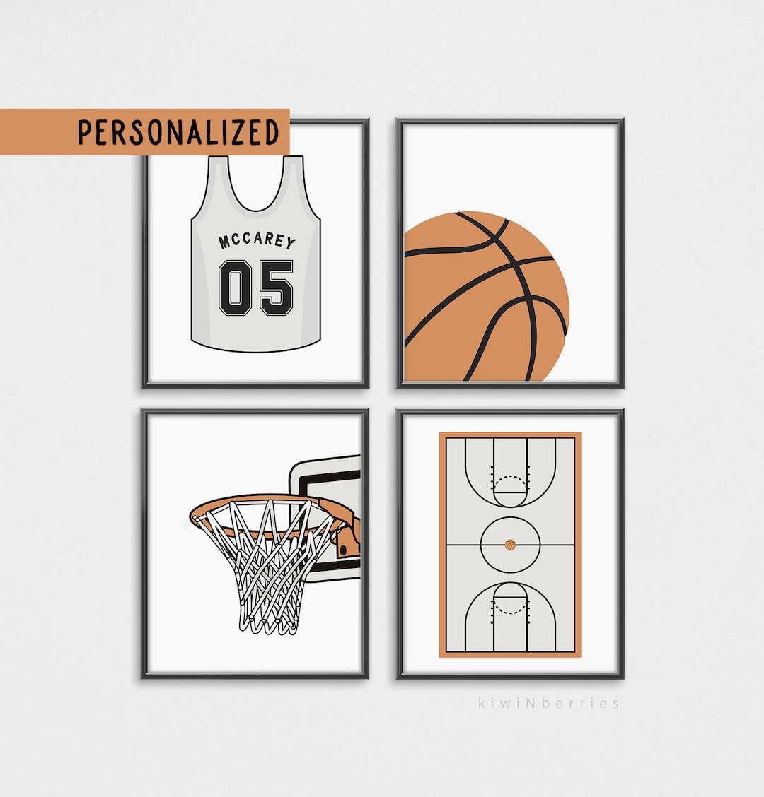 Basket Set of Prints, Printable Basketball, Personalized Jersey, Custom ...