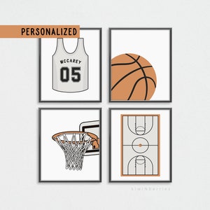 Basket Set of Prints, Printable Basketball, Personalized Jersey, Custom ...