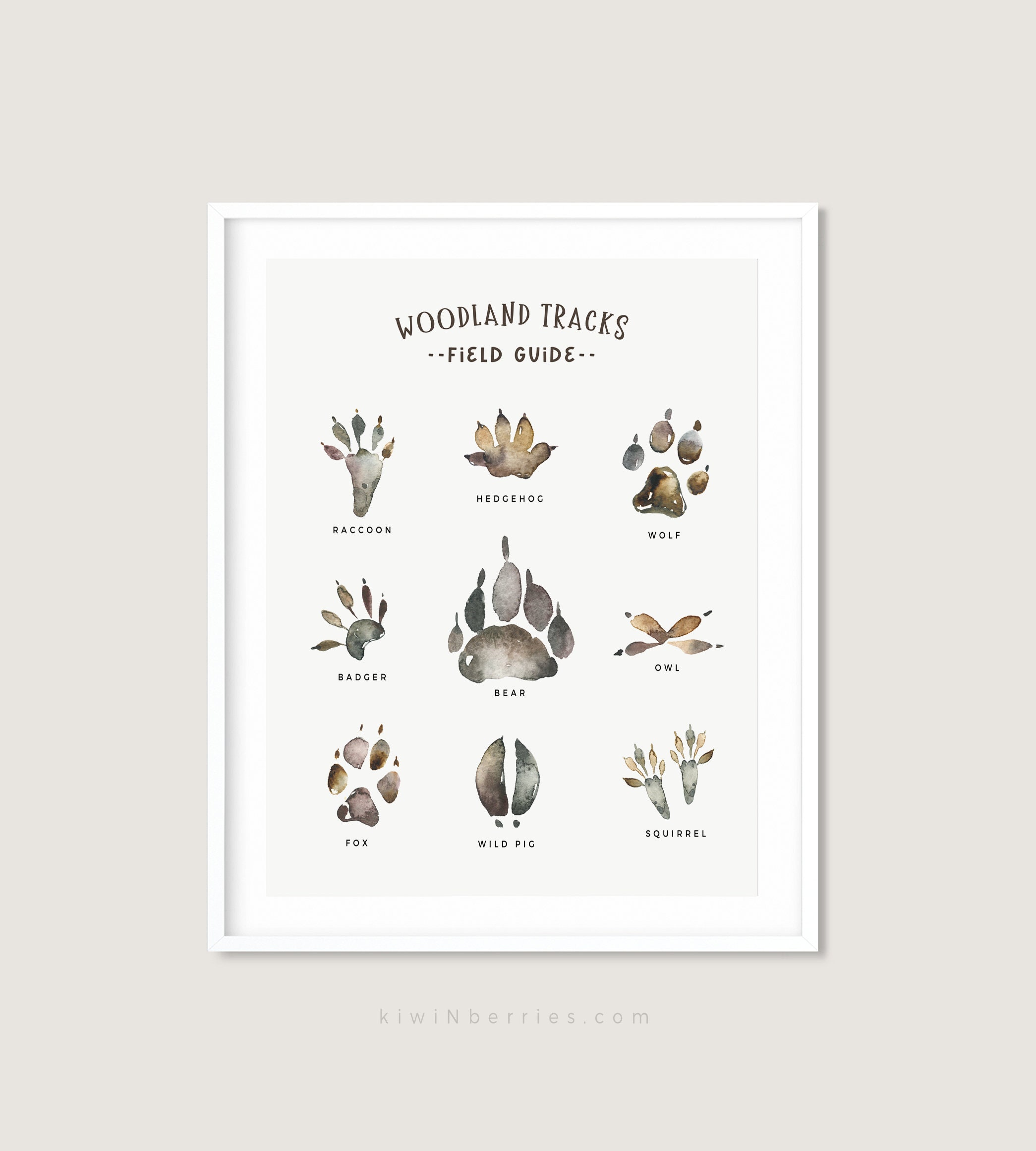 Forest Field Guide Print Animal Tracks Woodland Animal Paw | Etsy