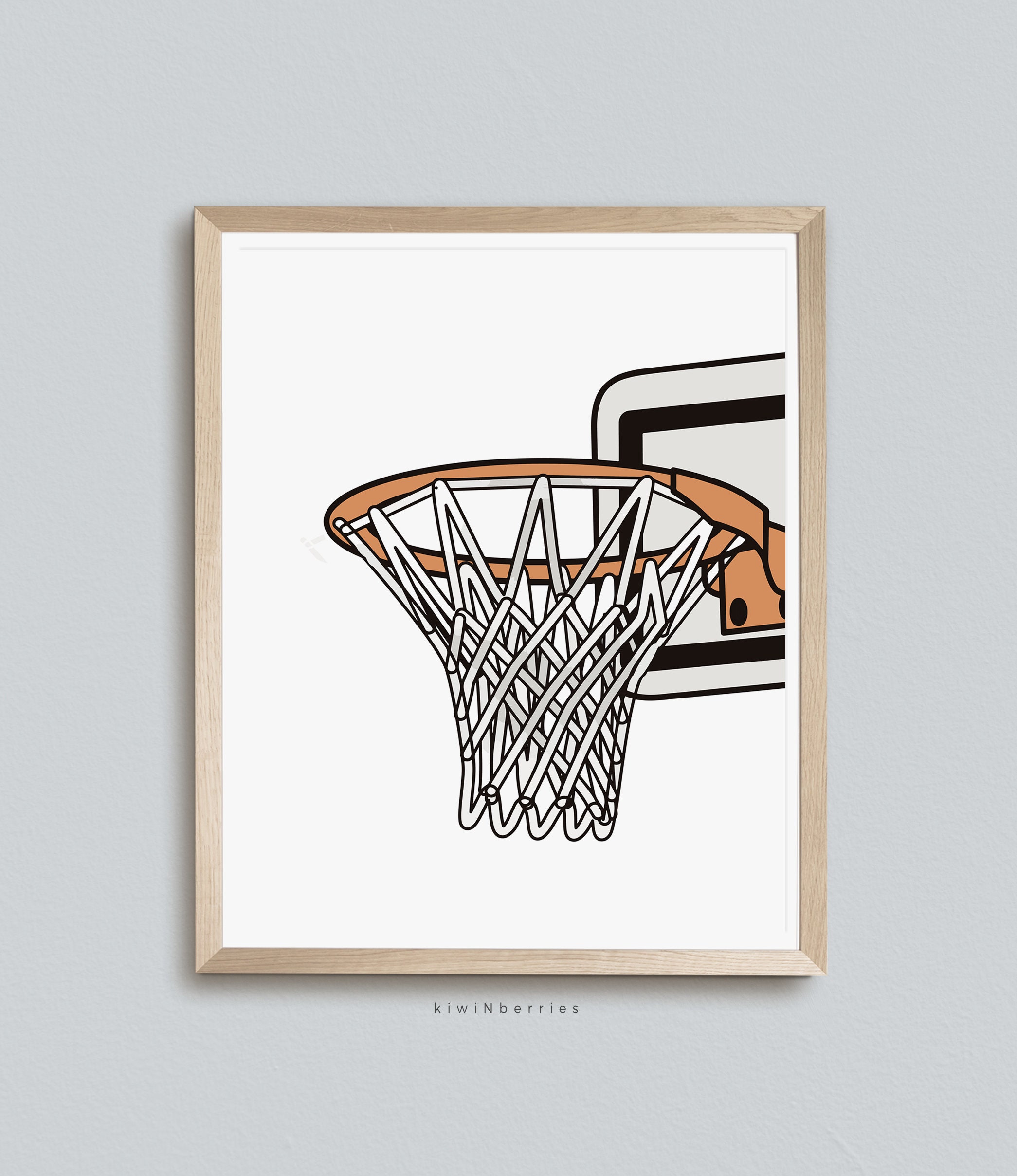 Basketball Art Prints (set of 2) - Muted Orange Sport Decor (digital ...
