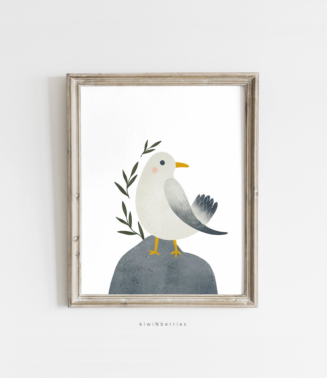 Seagull Print, Gull Standing on a Rock, Coastal Decor, Kids Printable ...