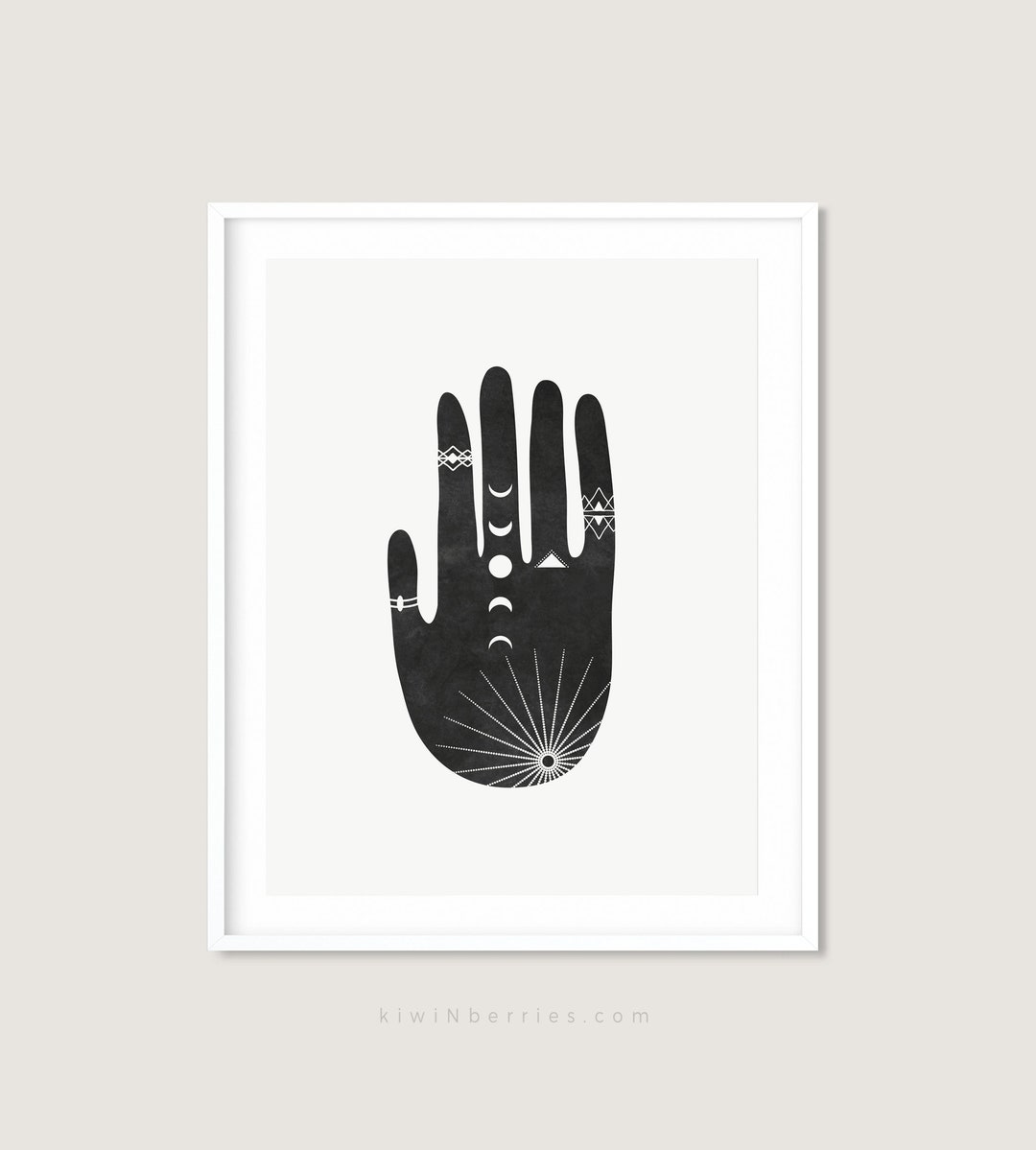 Bohemian Hand Print, Printable Hand Art, Boho Modern Wall Art, Digital ...