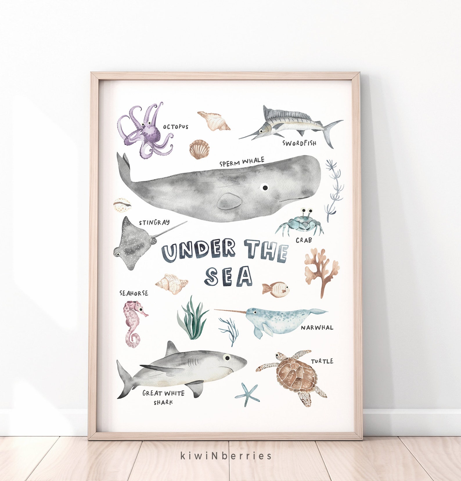 Under the Sea Prints: Kids' Educational Sea Animal Posters (set of 2 ...
