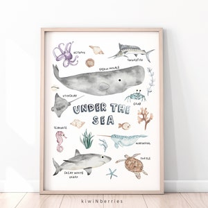 Under the Sea Prints, Set of 2 Sea Charts, Ocean Posters, Sea Creatures ...
