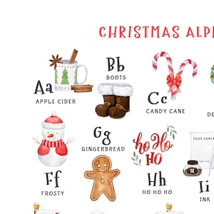 Christmas ABC Print, Christmas Alphabet, Holiday Decorations, Christmas ...