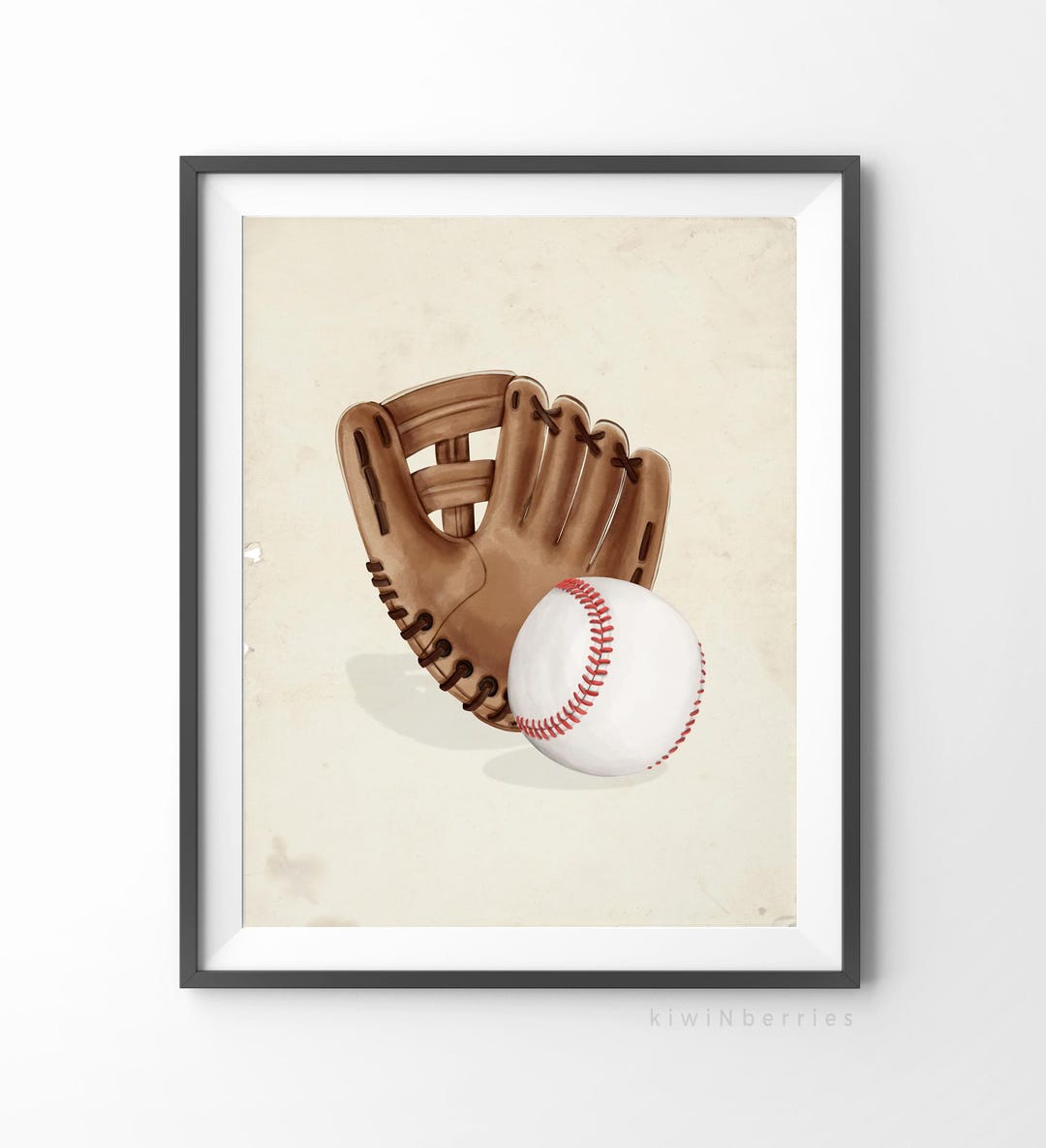 Baseball Mitten and Ball Print, Digital Sport Posters, DIY Boys Decor ...