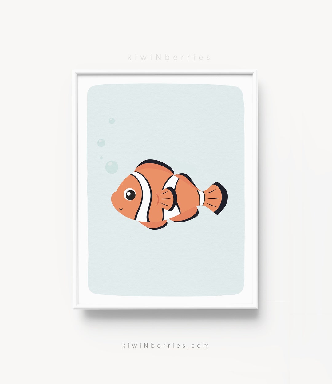 Clownfish Print, Clownfish Poster, Ocean Wall Art Kids, Ocean Printable ...