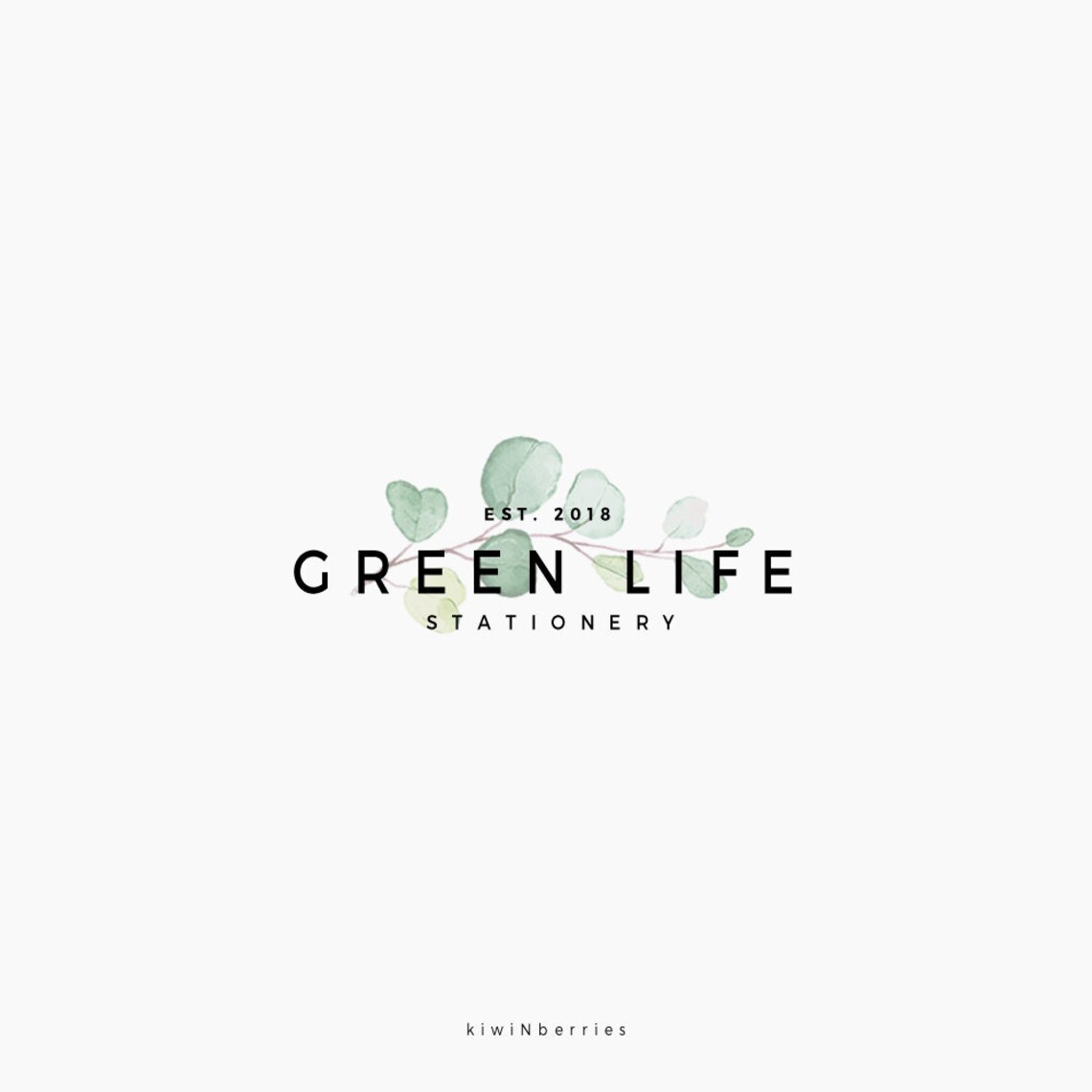 Greenery Logo Logo Design Watercolor Leaf Logo Minimalist - Etsy