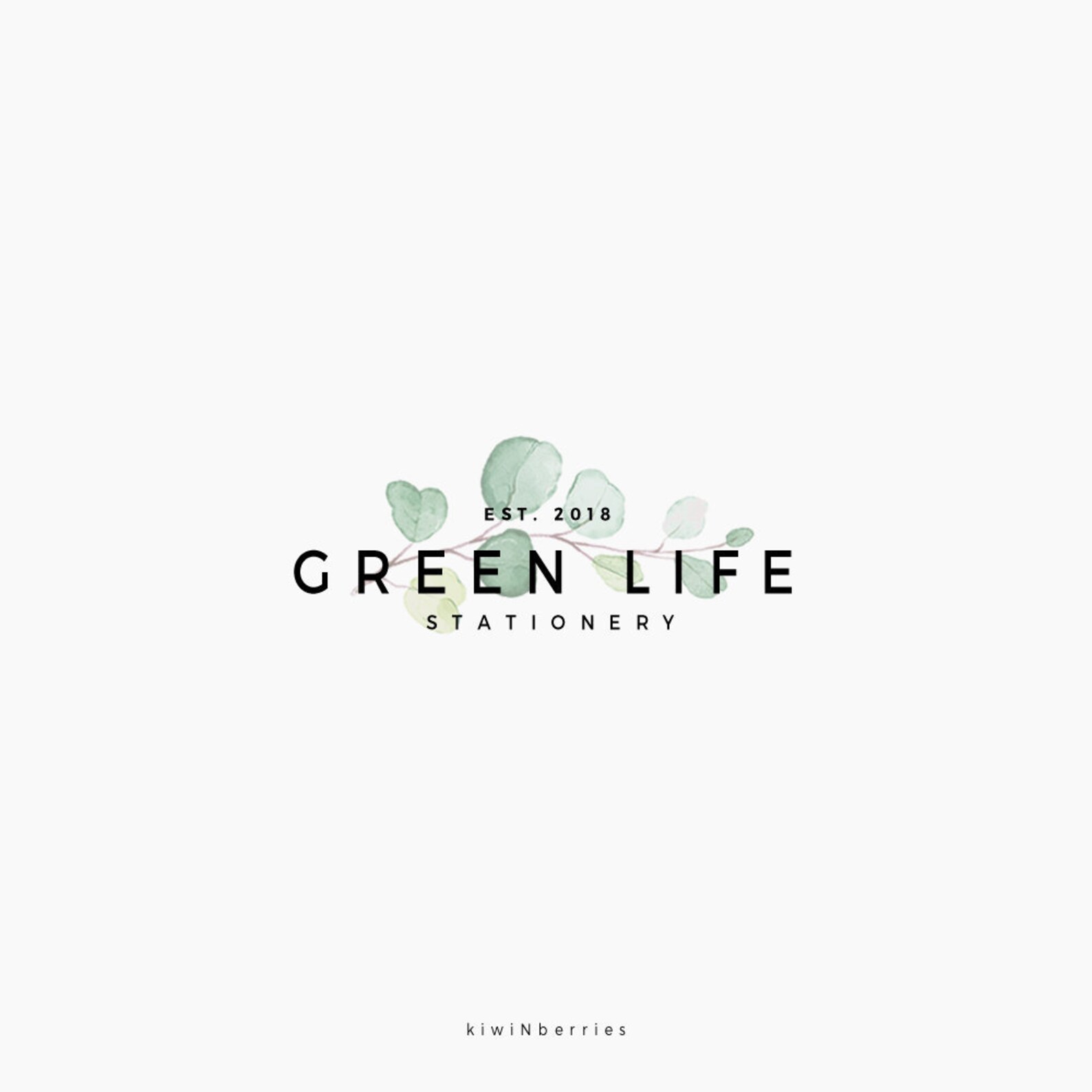 Greenery Logo Logo Design Watercolor Leaf Logo Minimalist - Etsy