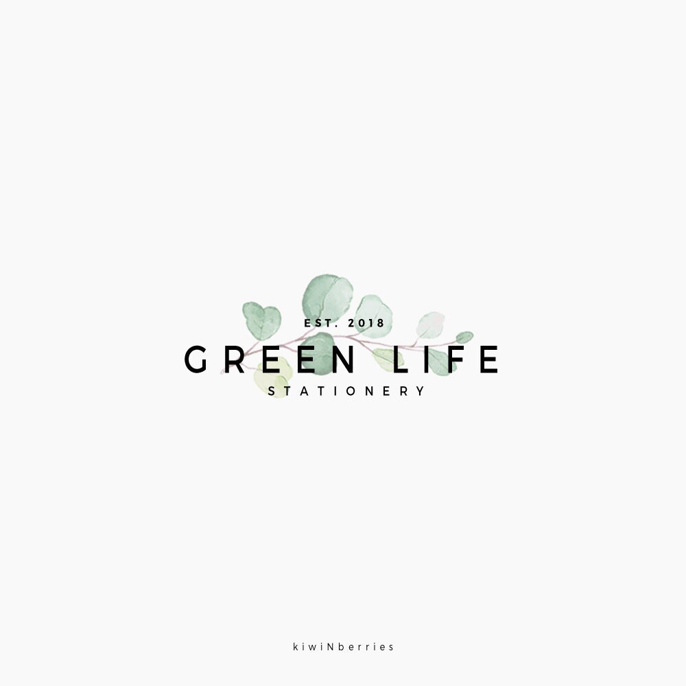 Greenery Logo Logo Design Watercolor Leaf Logo Minimalist - Etsy