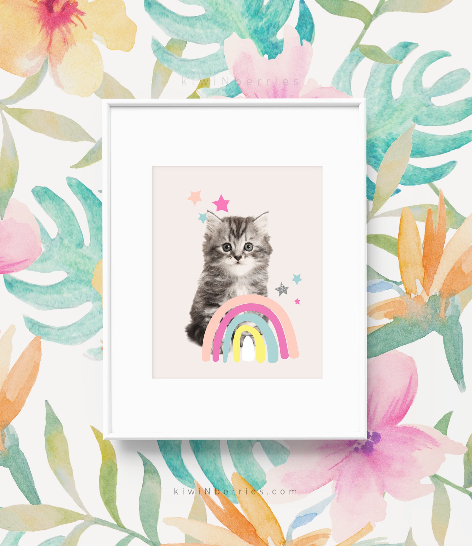 Quirky Cat Print Sweet Kitten Fun Printable Art for Girls - Etsy