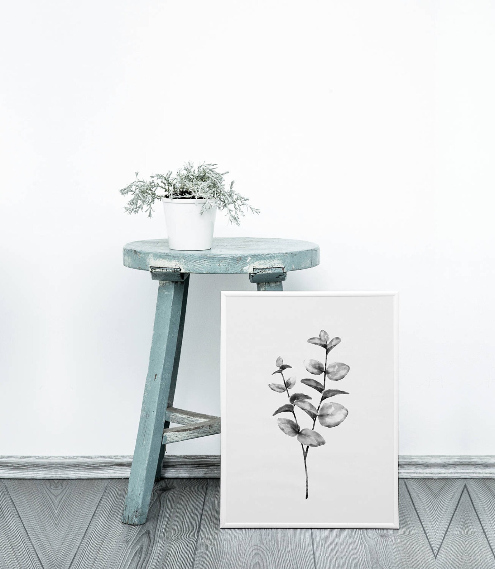 Set of 4 Minimalist Plants Monochrome Botanical Art - Etsy