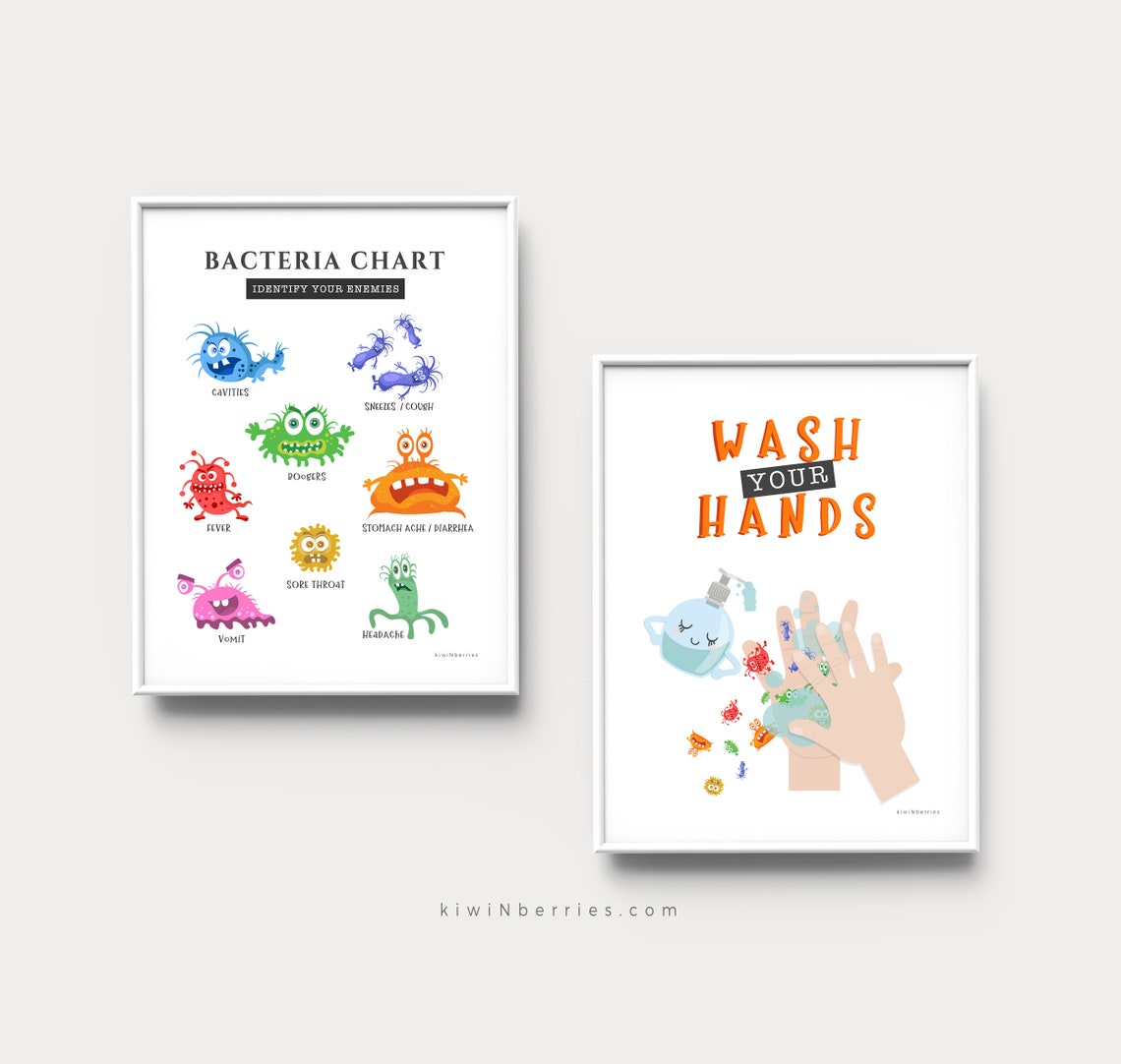 Bacteria Awareness for Kids Print Fun Educational Prints | Etsy