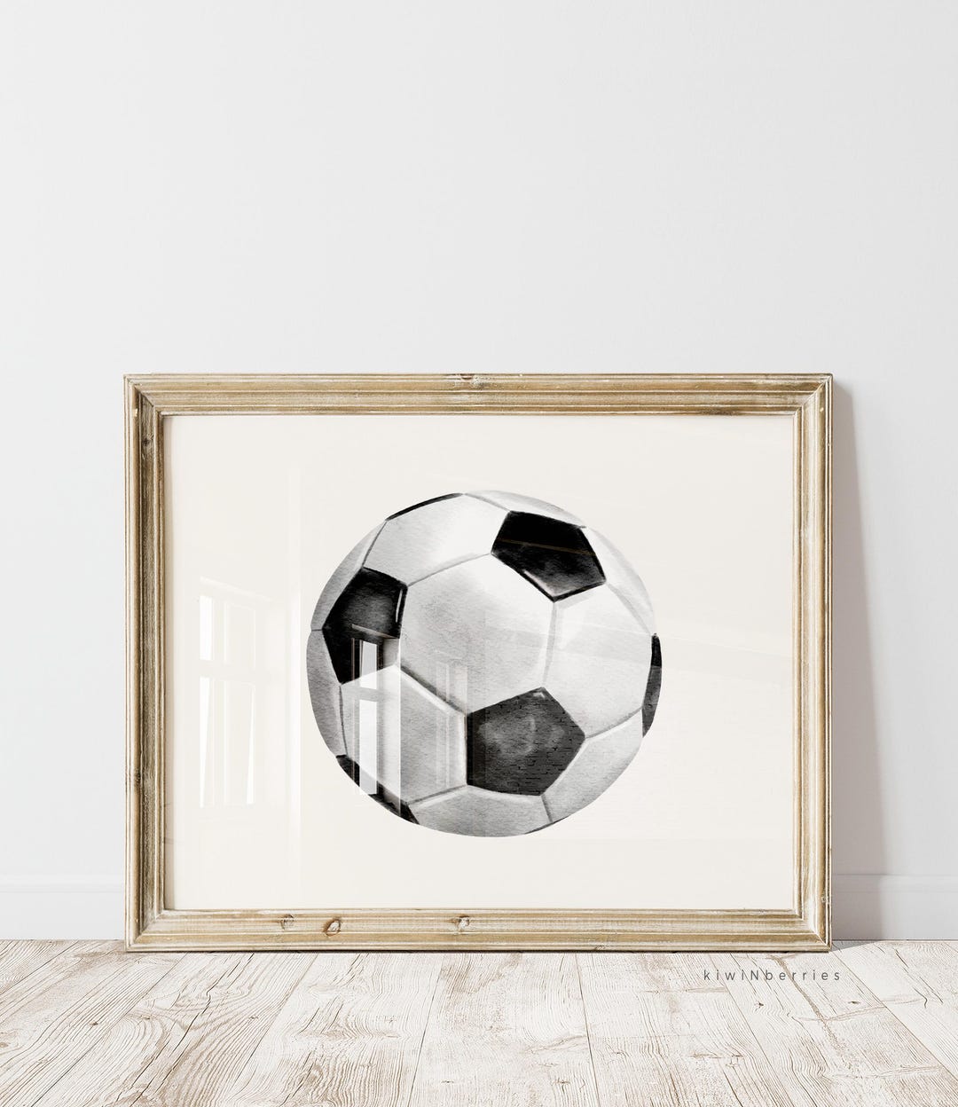 Horizontal Soccer Ball Print, Football Soccer Poster, off White ...