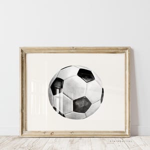 Horizontal Soccer Ball Print, Football Soccer Poster, off White ...