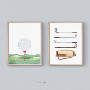 Golf Printable Art, Set of 4 Gold Prints, Nursery Print Set, Boys Room ...