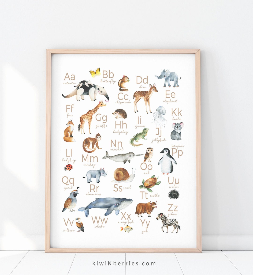 Animal Alphabet Print, PRINTABLE Wall Art, ABC Poster, Educational Art ...