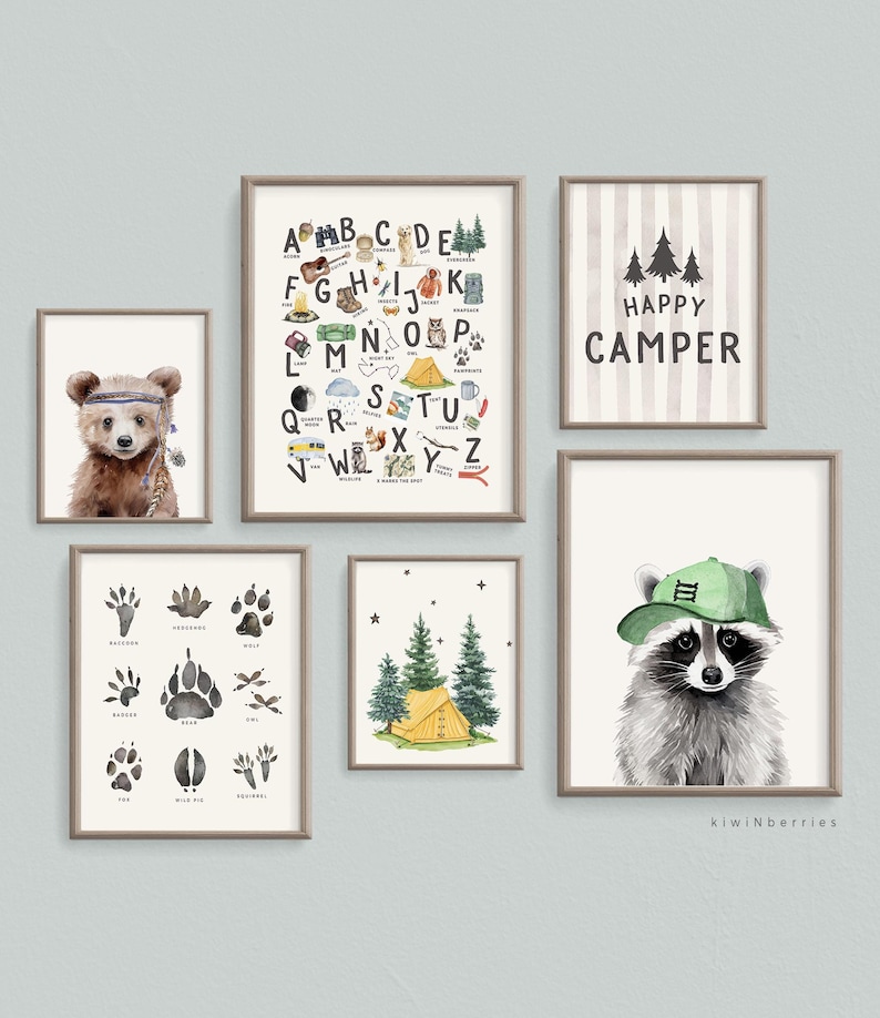 Camping Alphabet Print: A to Z Outdoors Adventure Illustration ...